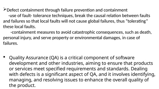 Classification of quality assurance as dealing with defects in software quality assurance | PPTX ...