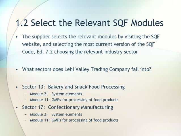 Implementing and Maintaining the Safe Quality Food (SQF) Code | PPTX