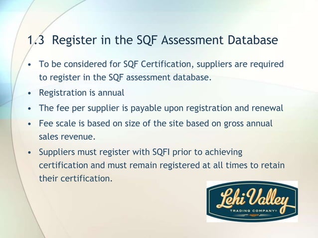 Implementing and Maintaining the Safe Quality Food (SQF) Code | PPTX