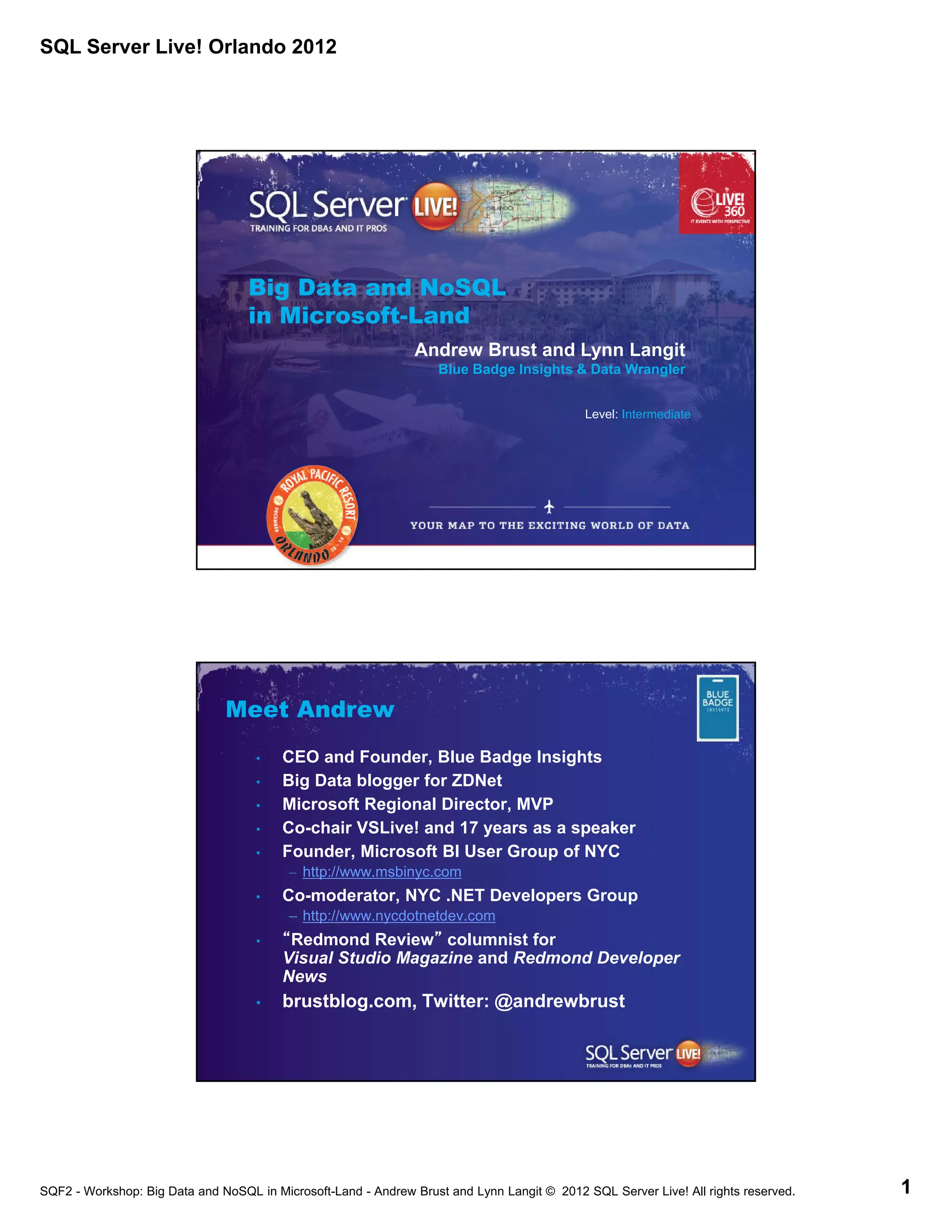 Big Data and NoSQL in Microsoft-Land | PDF