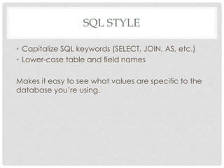 Introduction to SQL (for Chicago Booth MBA technology club) | PPT