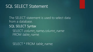 SQL | PPTX | Databases | Computer Software and Applications