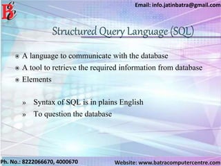 SQL Training Institute in Ambala ! Batra Computer Centre | PPTX