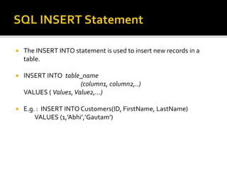 SQL : Structured Query Language | PPTX
