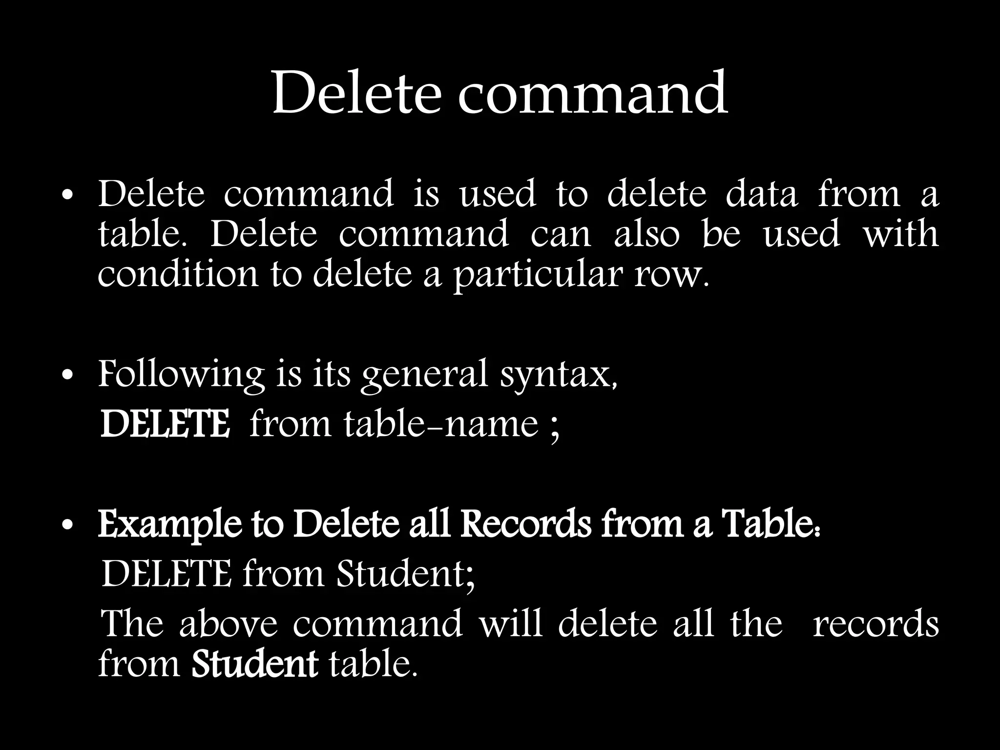 Sqlddl And Dml Pptx Databases Computer Software And Applications 0625