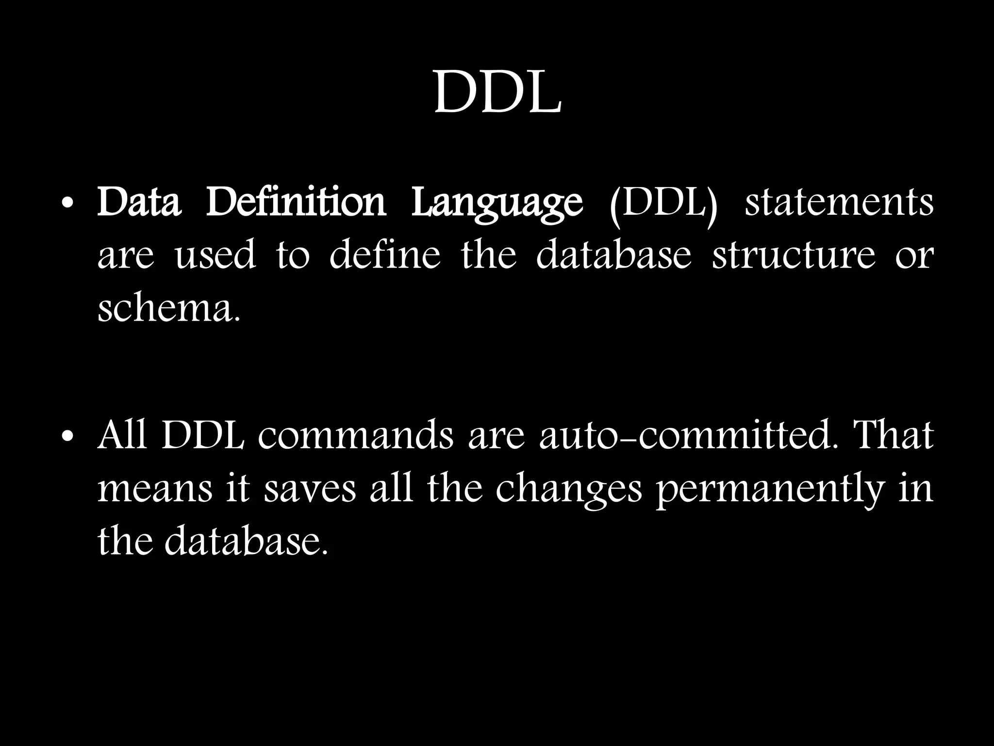Sqlddl And Dml Pptx Databases Computer Software And Applications