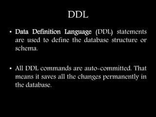 SQL(DDL & DML) | PPTX