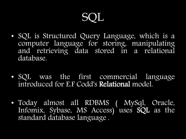 SQL(DDL & DML) | PPTX | Databases | Computer Software and Applications