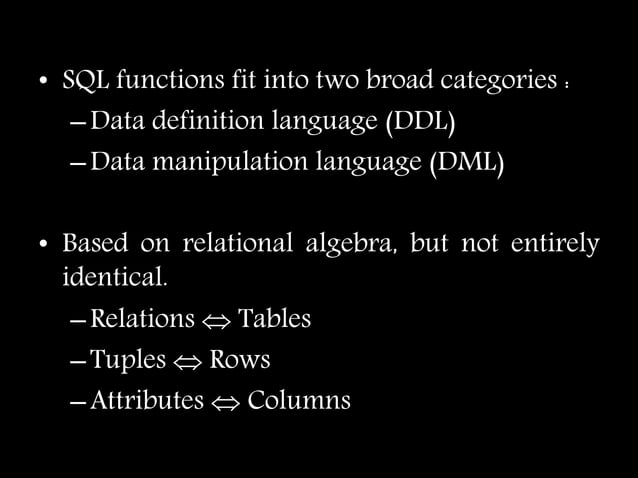 SQL(DDL & DML) | PPTX | Databases | Computer Software and Applications