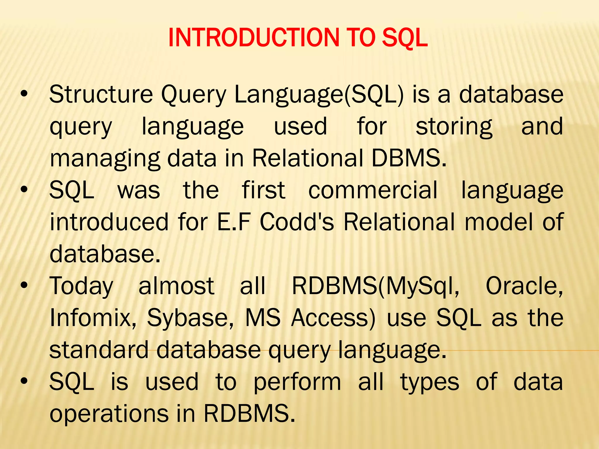 STRUCTURED QUERY LANGUAGE | PDF | Databases | Computer Software and Applications