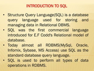 STRUCTURED QUERY LANGUAGE | PDF