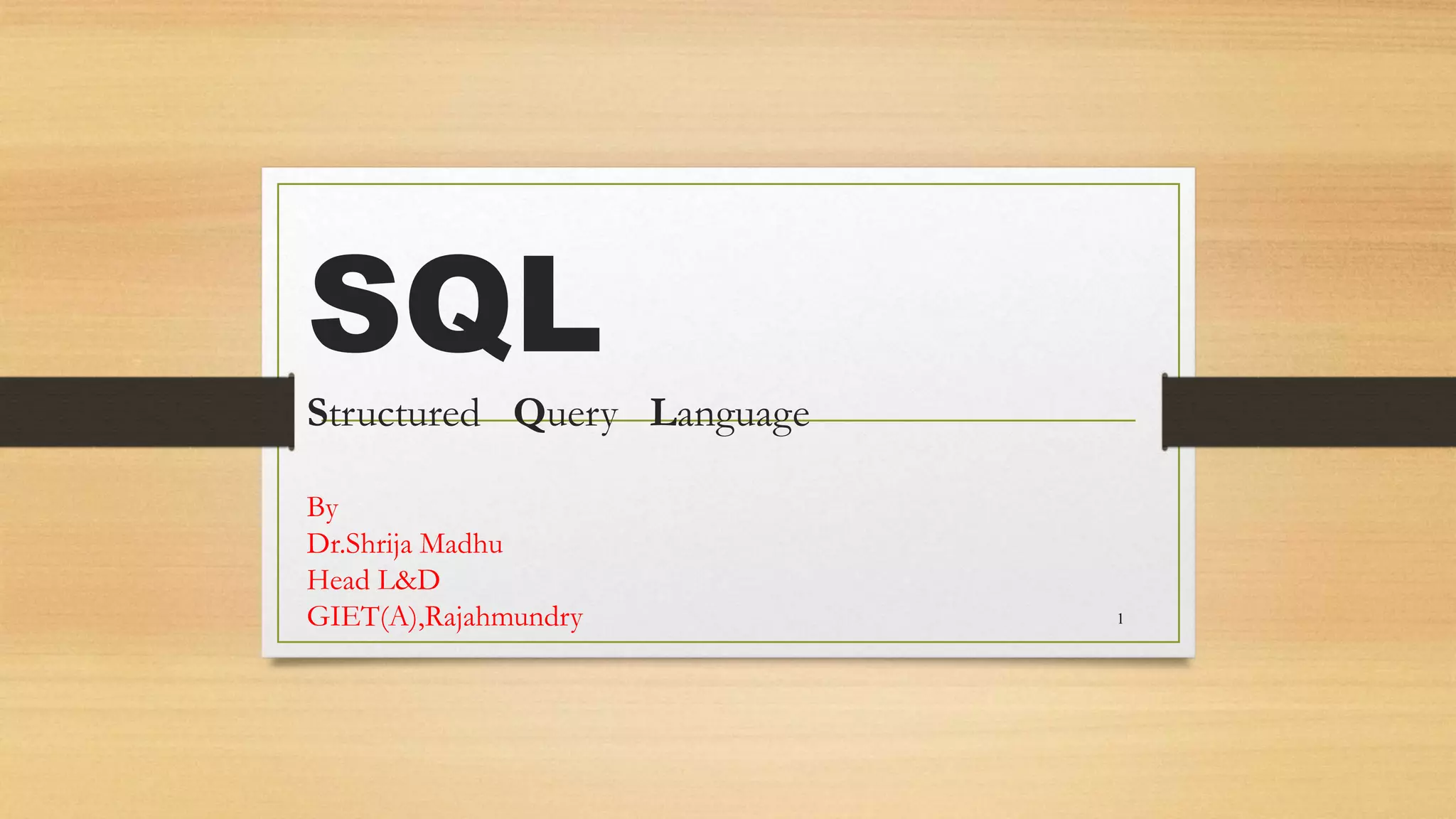 SQL - DML and DDL Commands | PPTX