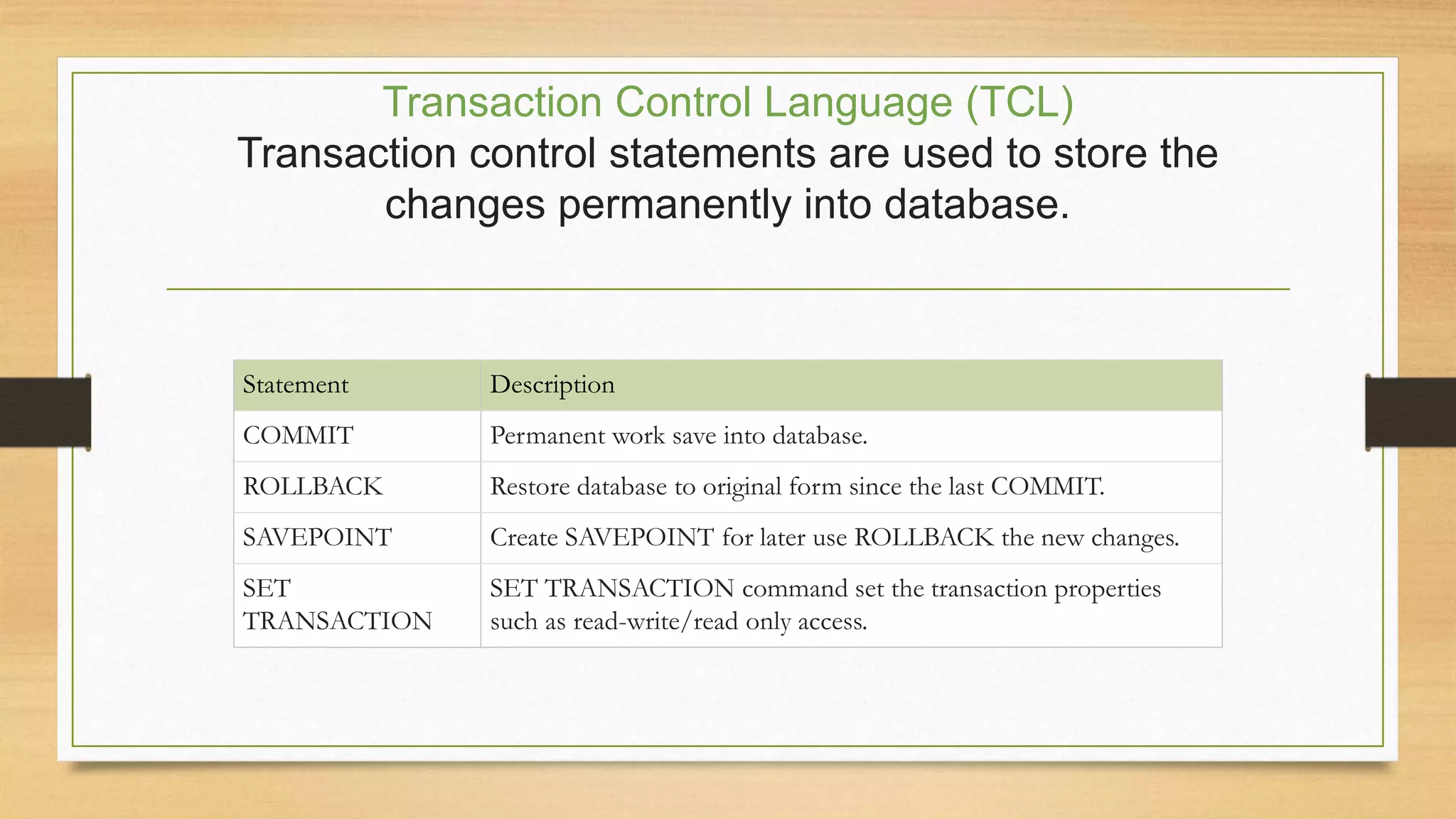 Sql Dml And Ddl Commands Ppt
