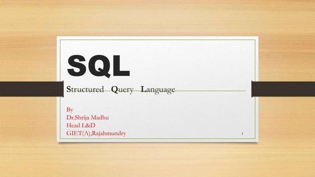 SQL - DML and DDL Commands | PPTX