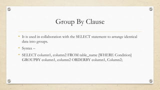 SQL | PPTX | Databases | Computer Software and Applications