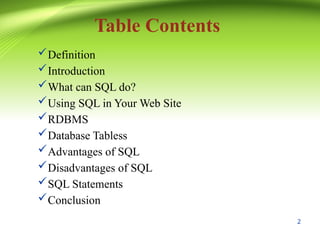 structure query language with DATABASE MANAGEMENT | PPT