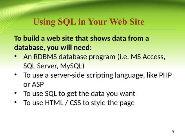 structure query language with DATABASE MANAGEMENT | PPT