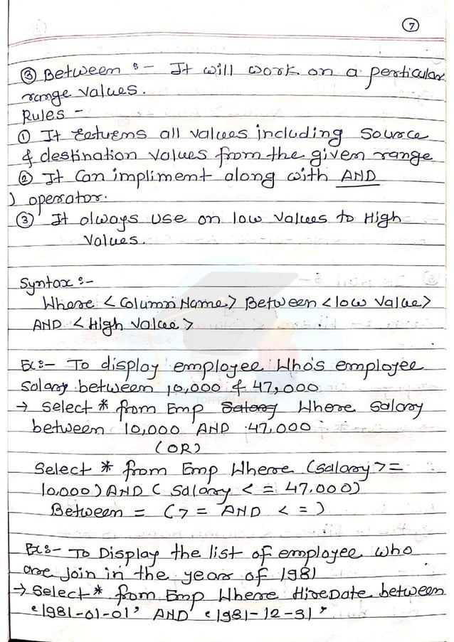 SQL Basics - Coding Data - Handwritten Notes | PDF