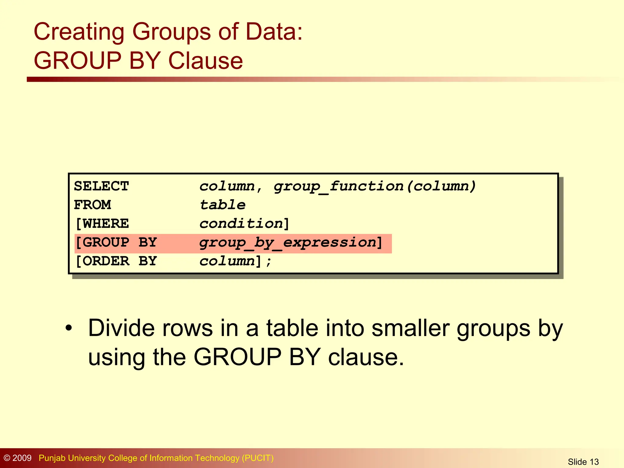 Data Base Management Slides SQL with example | PPT