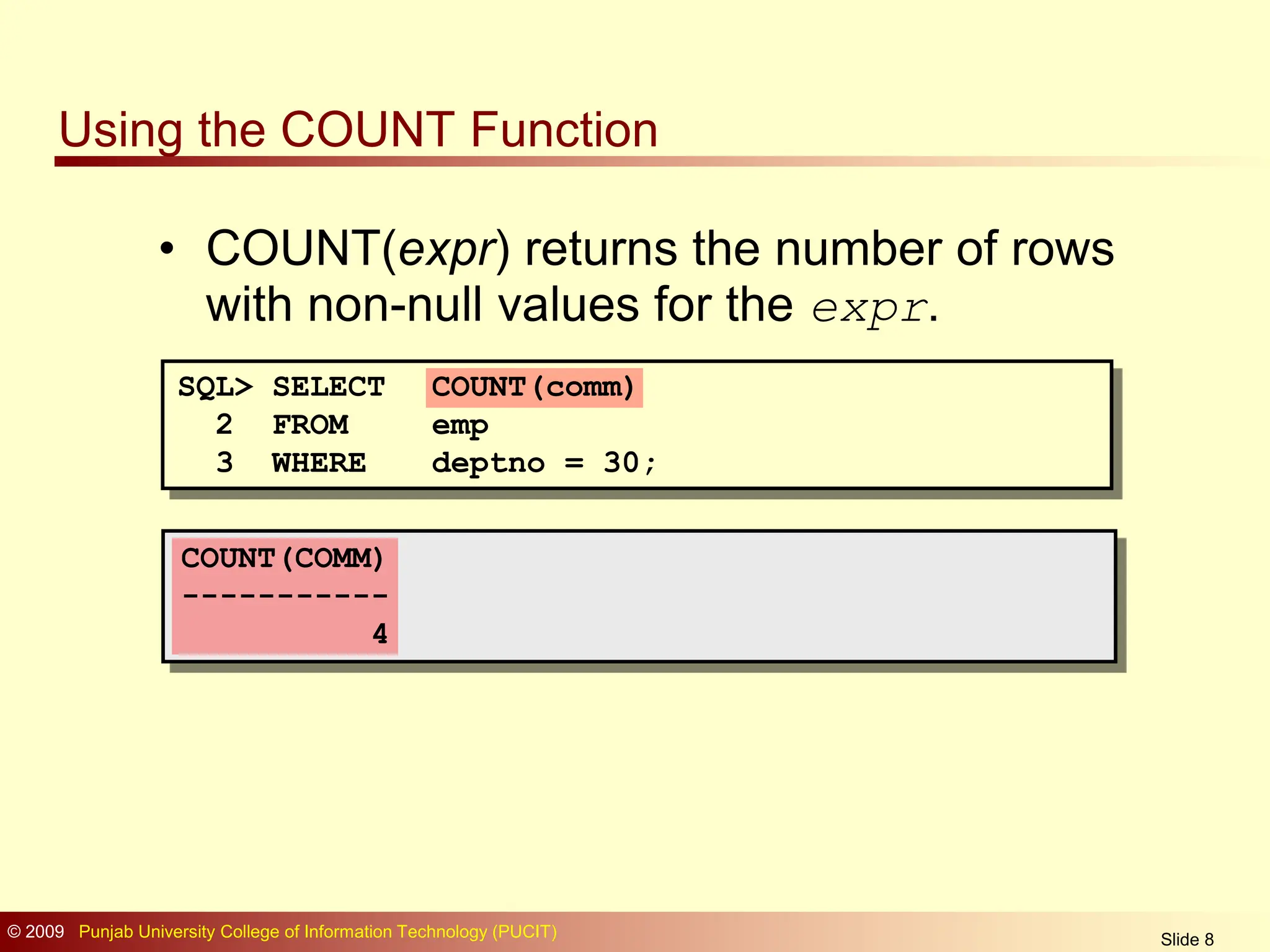 Data Base Management Slides SQL with example | PPT