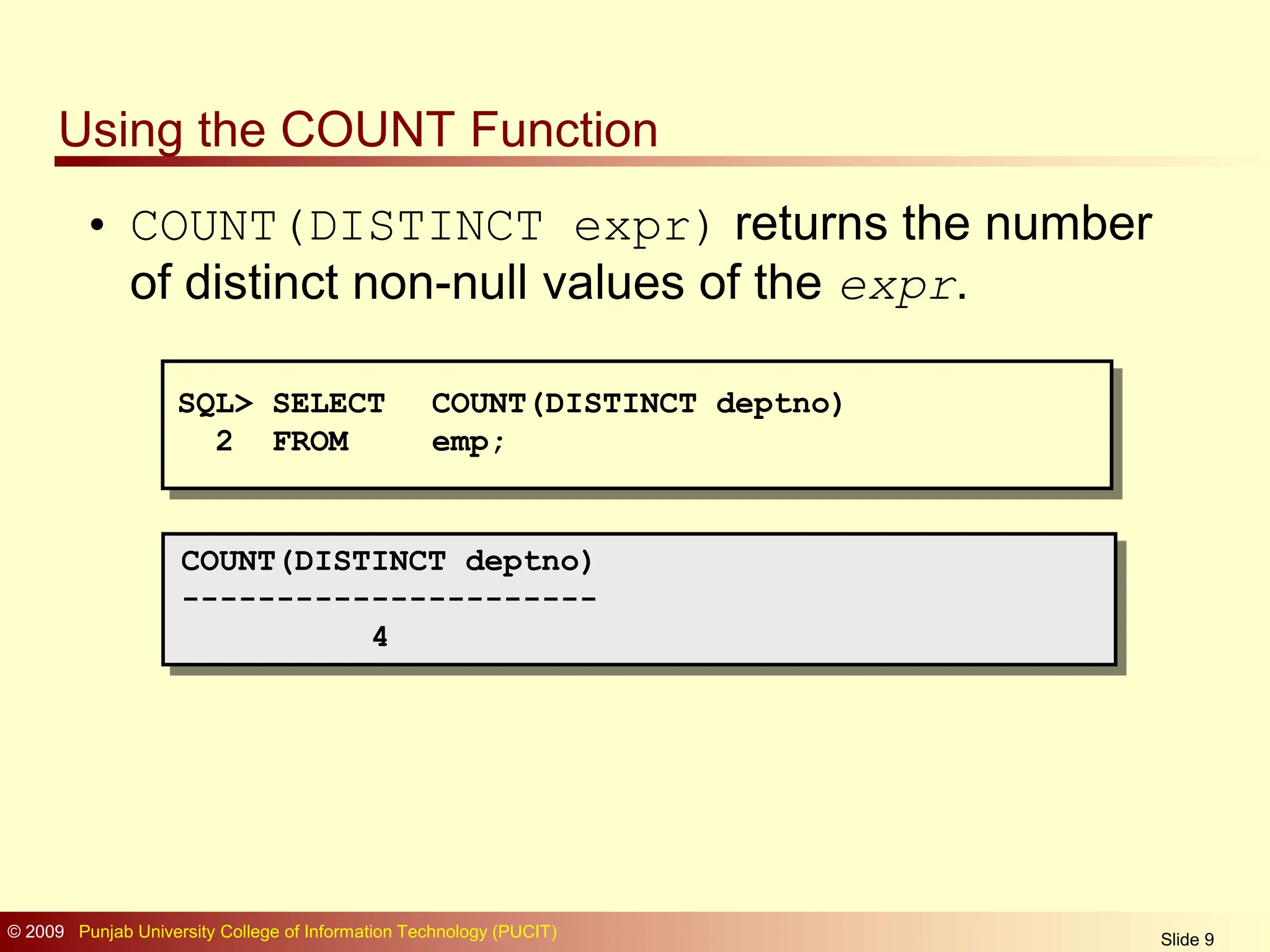 Data Base Management Slides SQL with example | PPT