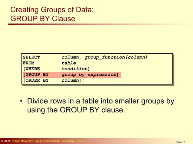 Data Base Management Slides SQL with example | PPT