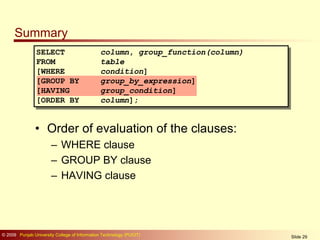 Data Base Management Slides SQL with example | PPT