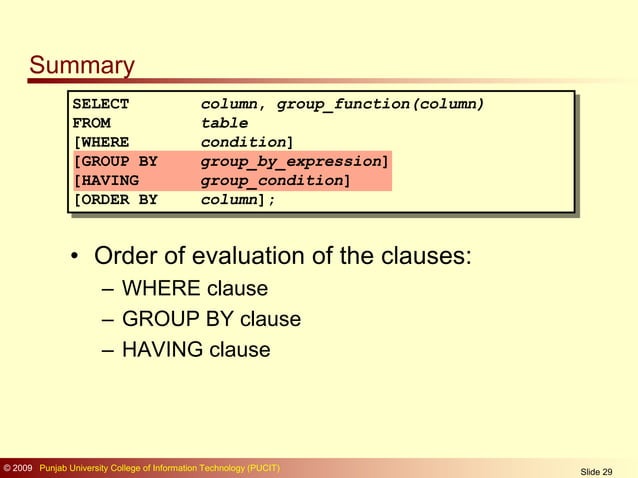 Data Base Management Slides SQL with example | PPT