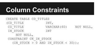 SQL: Creating and Altering Tables | PPTX