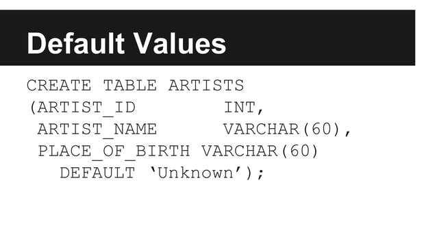 SQL: Creating and Altering Tables | PPTX