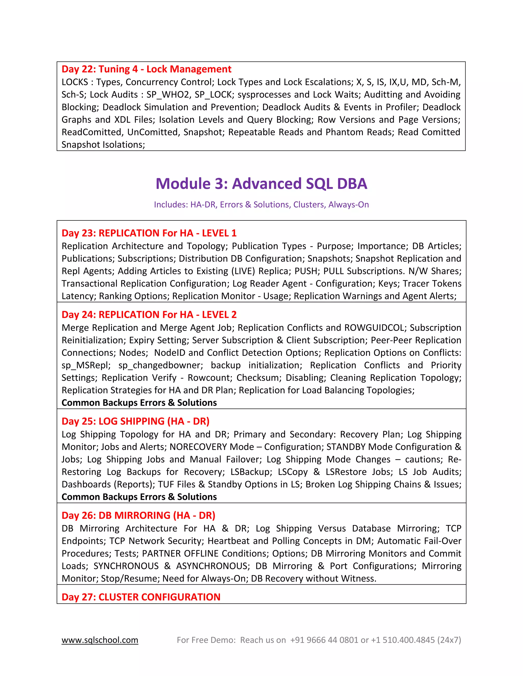 SQL DBA LIVE Online Training | PDF