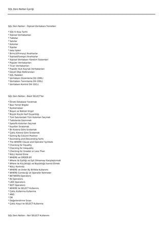 Sql ders-notlari | PDF