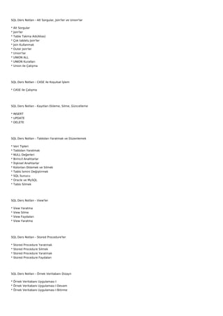 Sql ders-notlari | PDF
