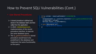 SQL Injection in JAVA | PPTX