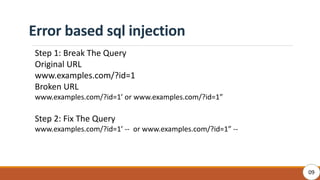 SQL injection implementation and prevention | PPTX