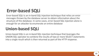 SQL injection implementation and prevention | PPTX