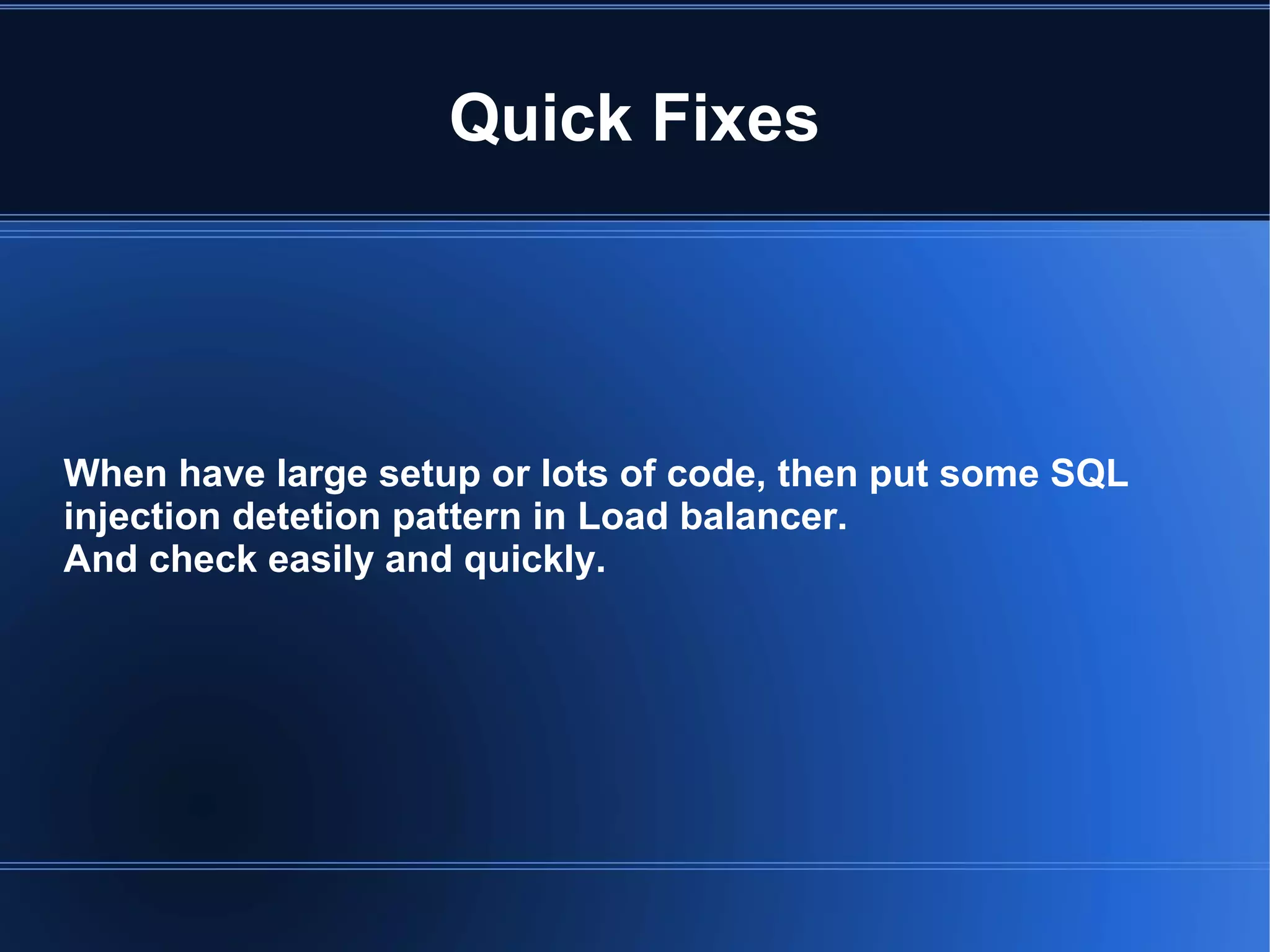 Sql injection presentation | ODP | Databases | Computer Software and Applications