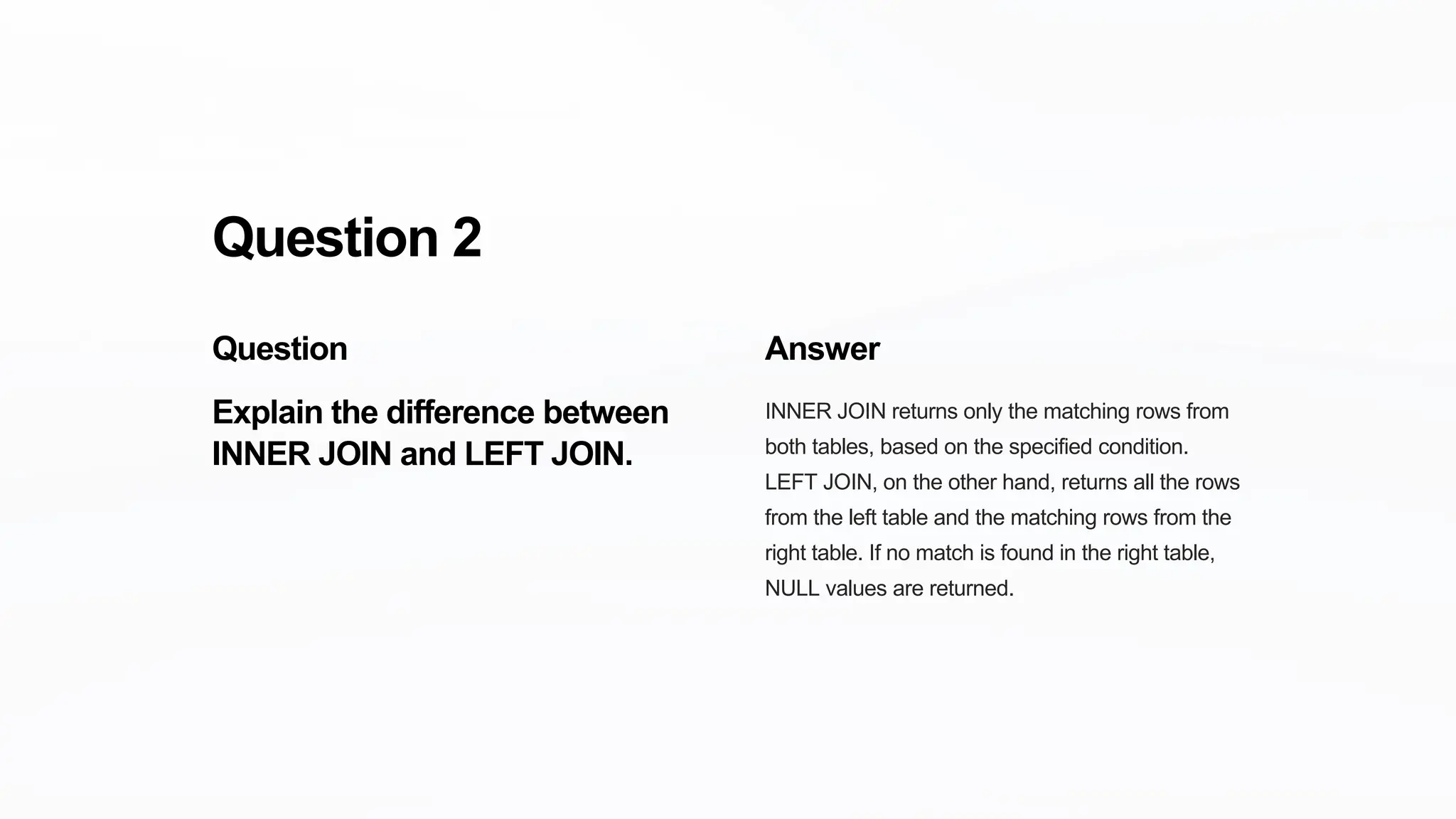 SQL Interview Questions and Answers for Business Analyst | PPTX