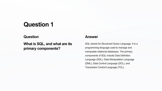 SQL Interview Questions and Answers for Business Analyst | PPT