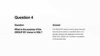 SQL Interview Questions and Answers for Business Analyst | PPTX