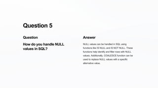 SQL Interview Questions and Answers for Business Analyst | PPTX