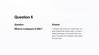 SQL Interview Questions and Answers for Business Analyst | PPTX
