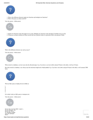45 Essential SQL Interview Questions | PDF