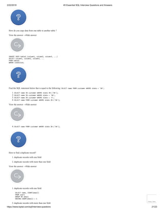 45 Essential SQL Interview Questions | PDF