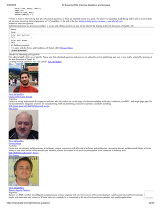 45 Essential SQL Interview Questions | PDF