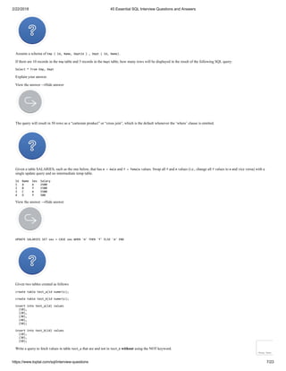 45 Essential SQL Interview Questions | PDF