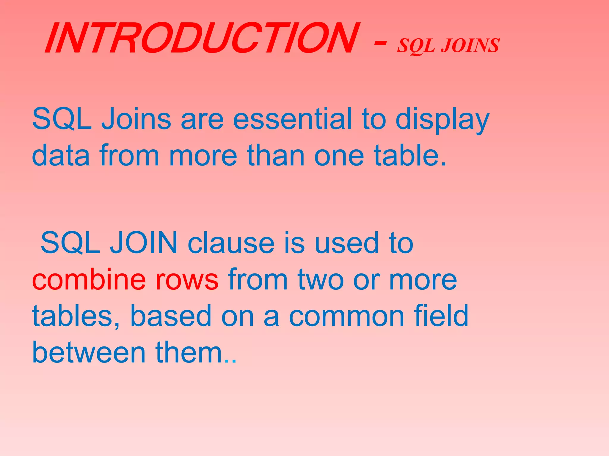 SQL JOINS- Reena P V | PPTX