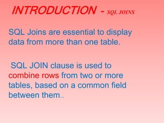 SQL JOINS- Reena P V | PPTX