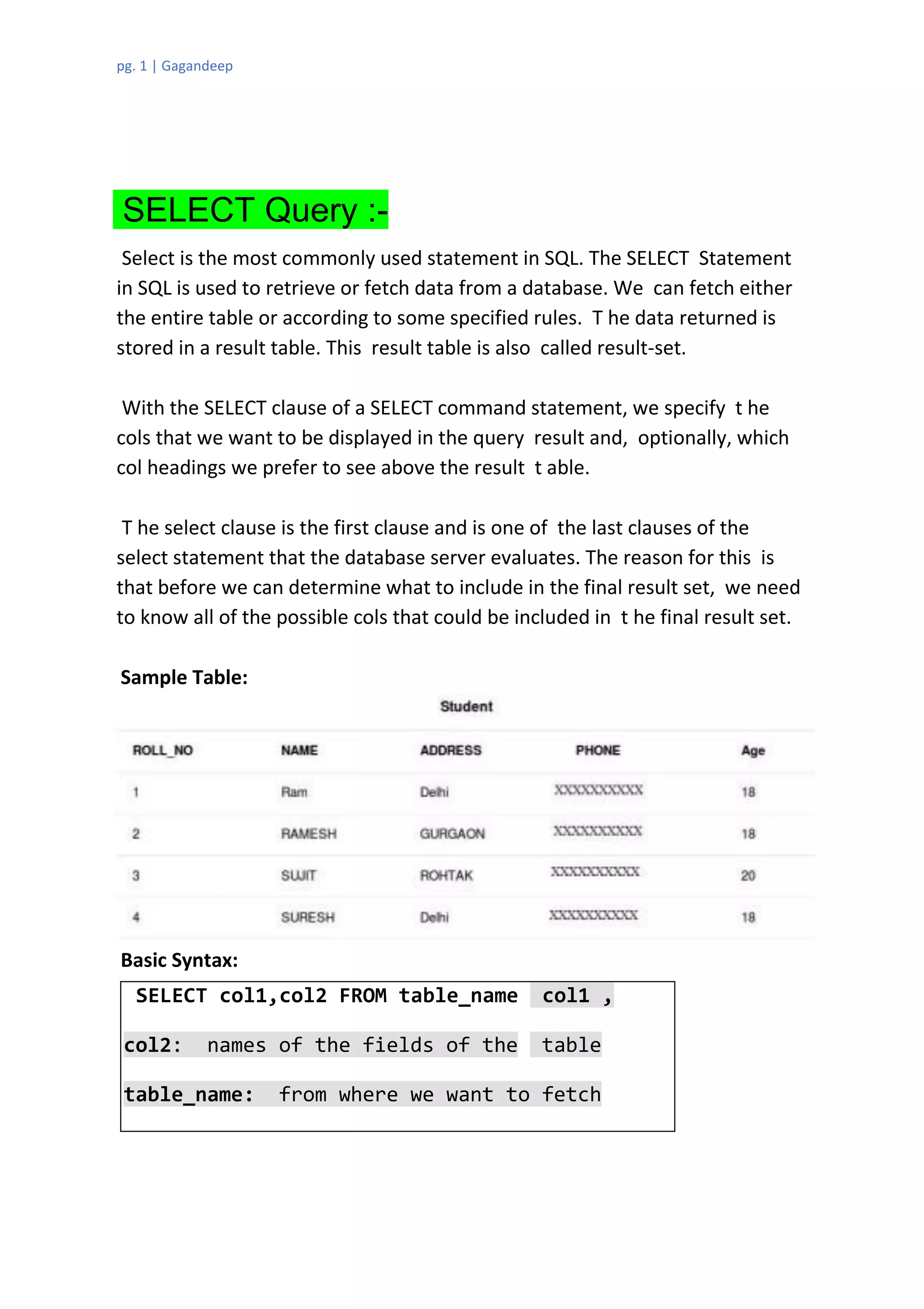SQL- MOST IMPORTANT CONCEPTS | PDF