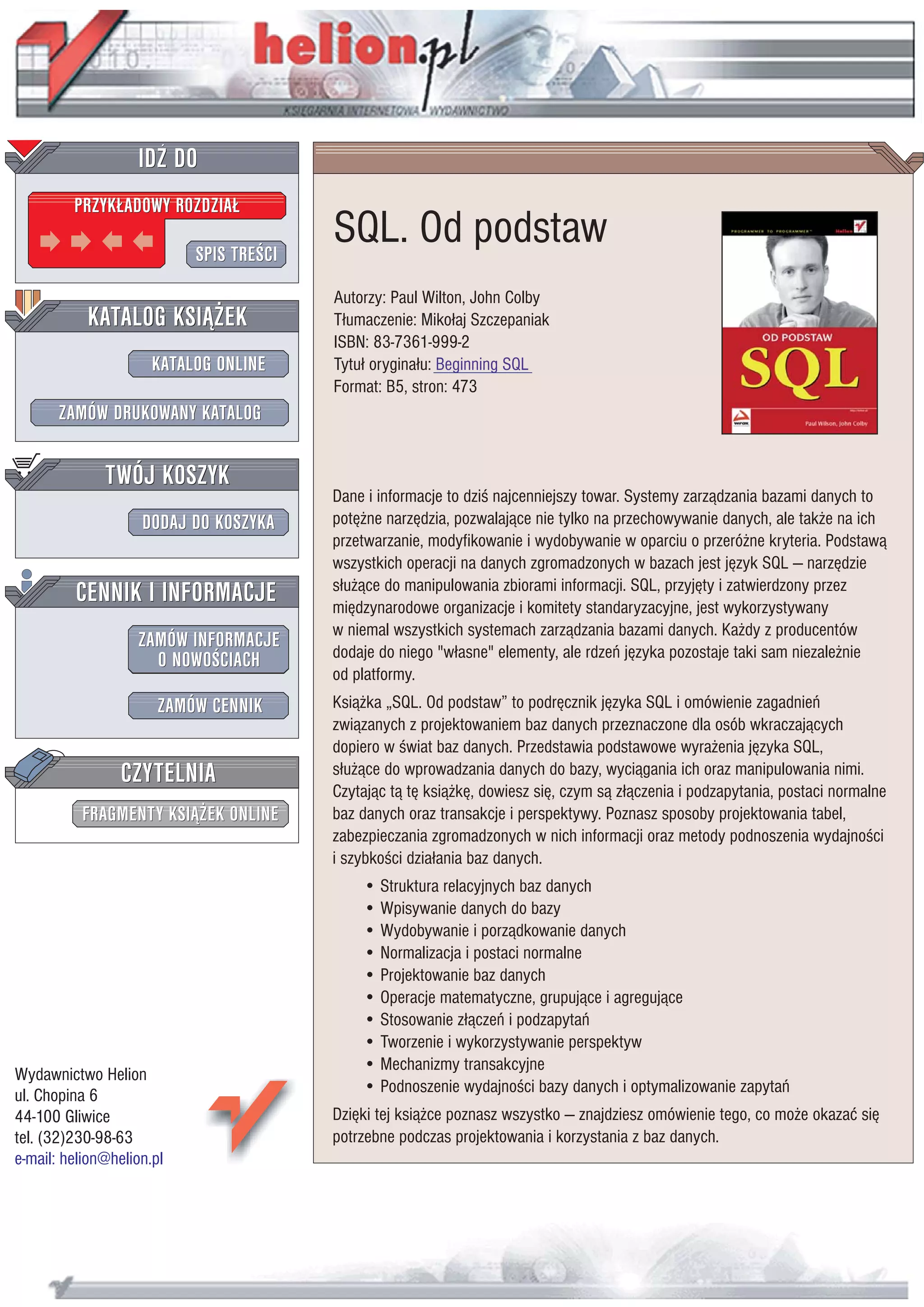 SQL. Od podstaw | PDF